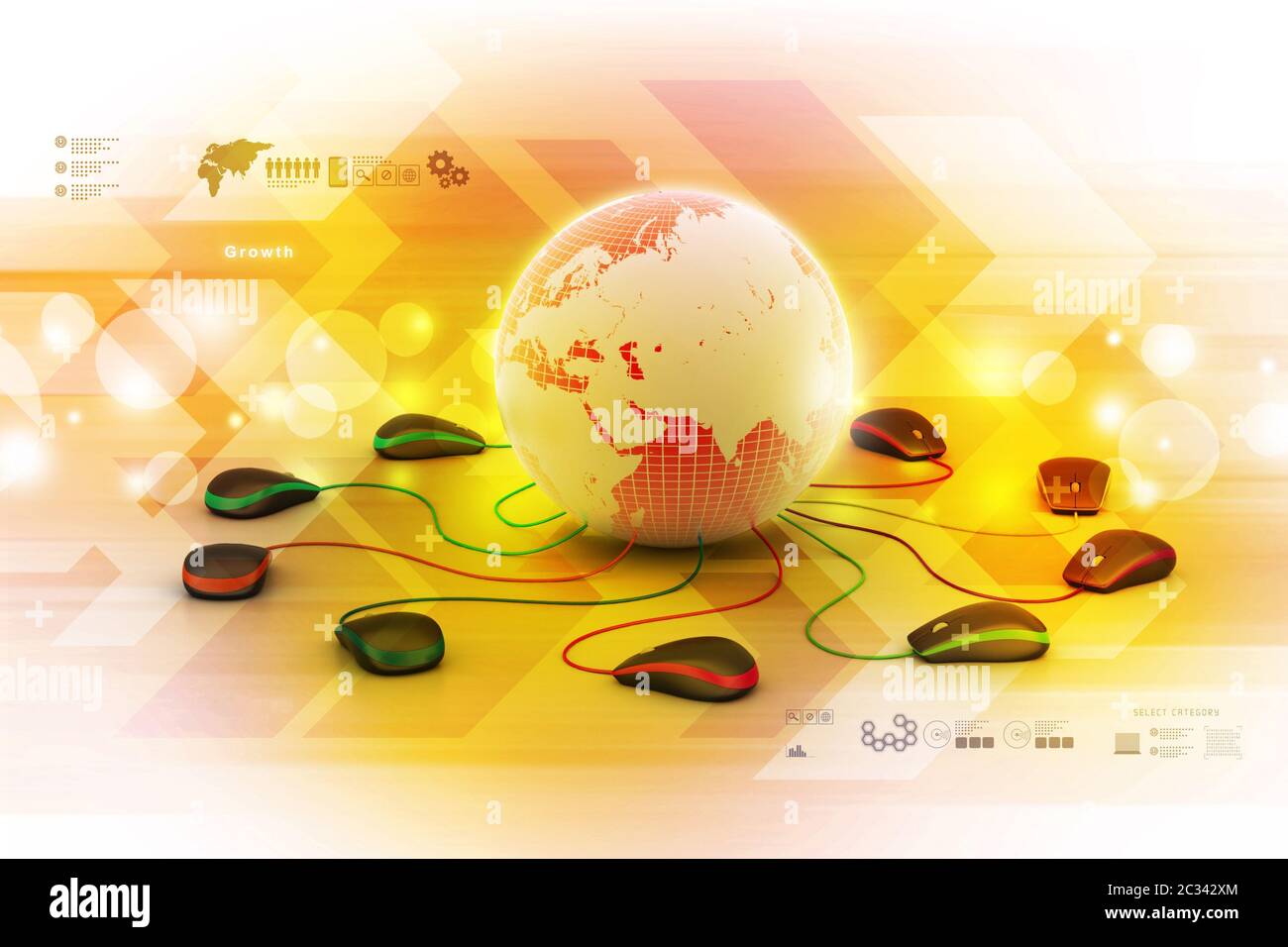 Globe connecting with computer mouse Stock Photo - Alamy
