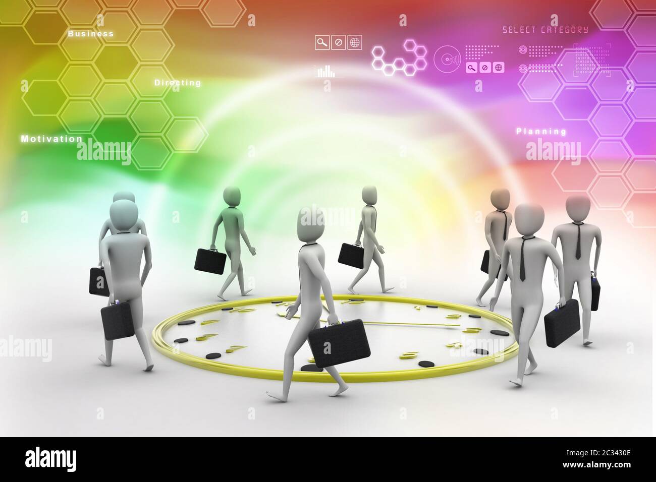 Business man walk around the clock Stock Photo - Alamy