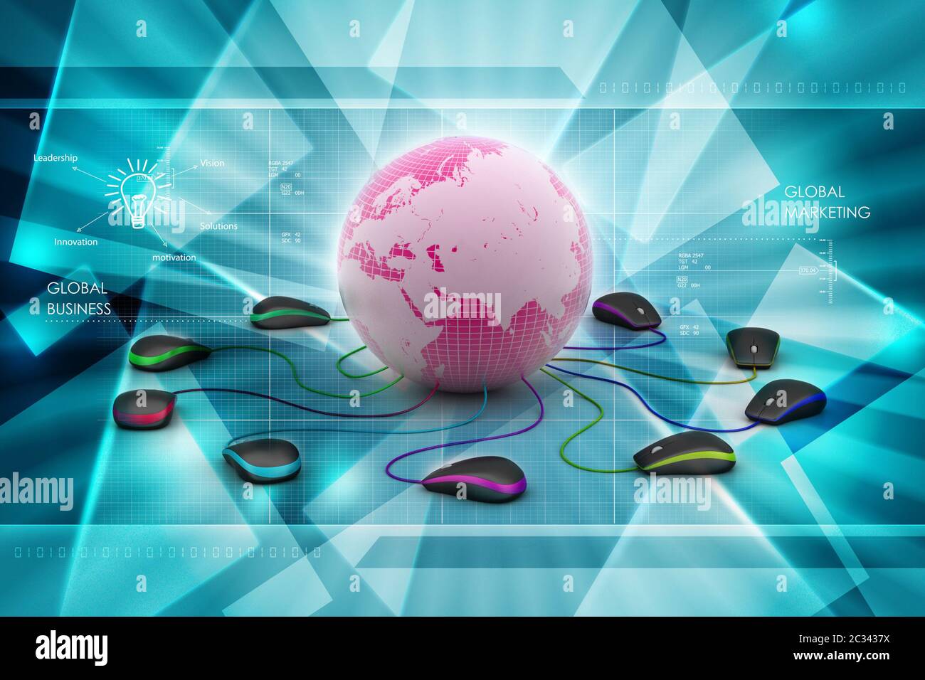 Globe connecting with computer mouse Stock Photo - Alamy