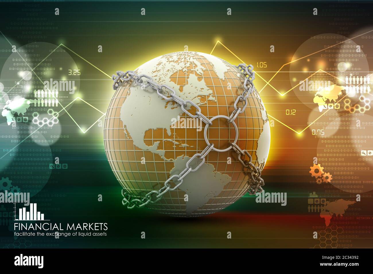 Earth globe close in chain Stock Photo - Alamy