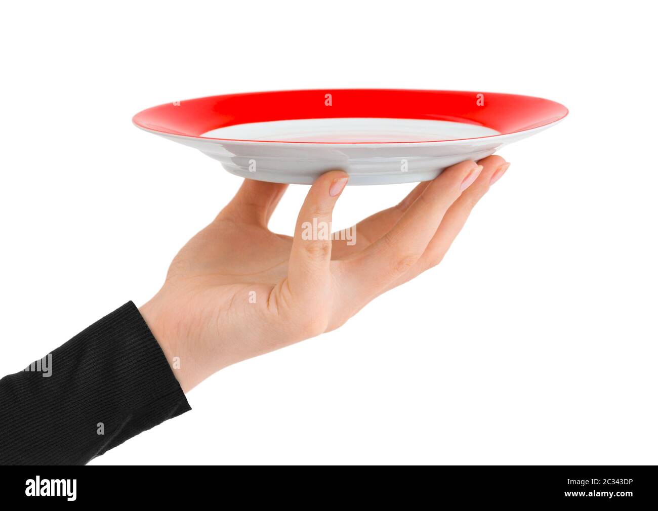 Hand with plate Stock Photo - Alamy