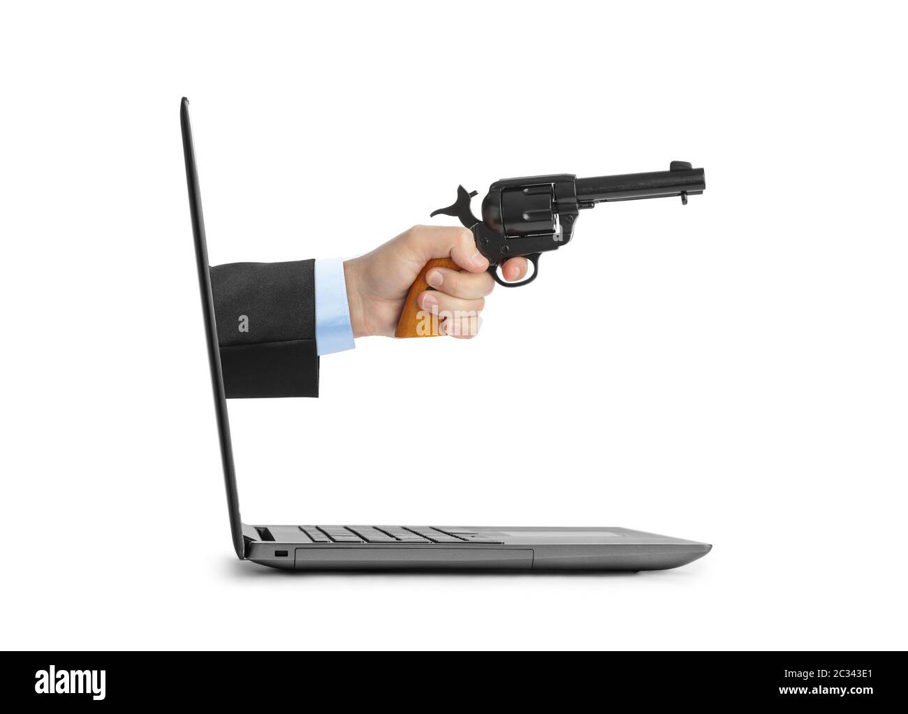 Hand with gun and notebook Stock Photo - Alamy