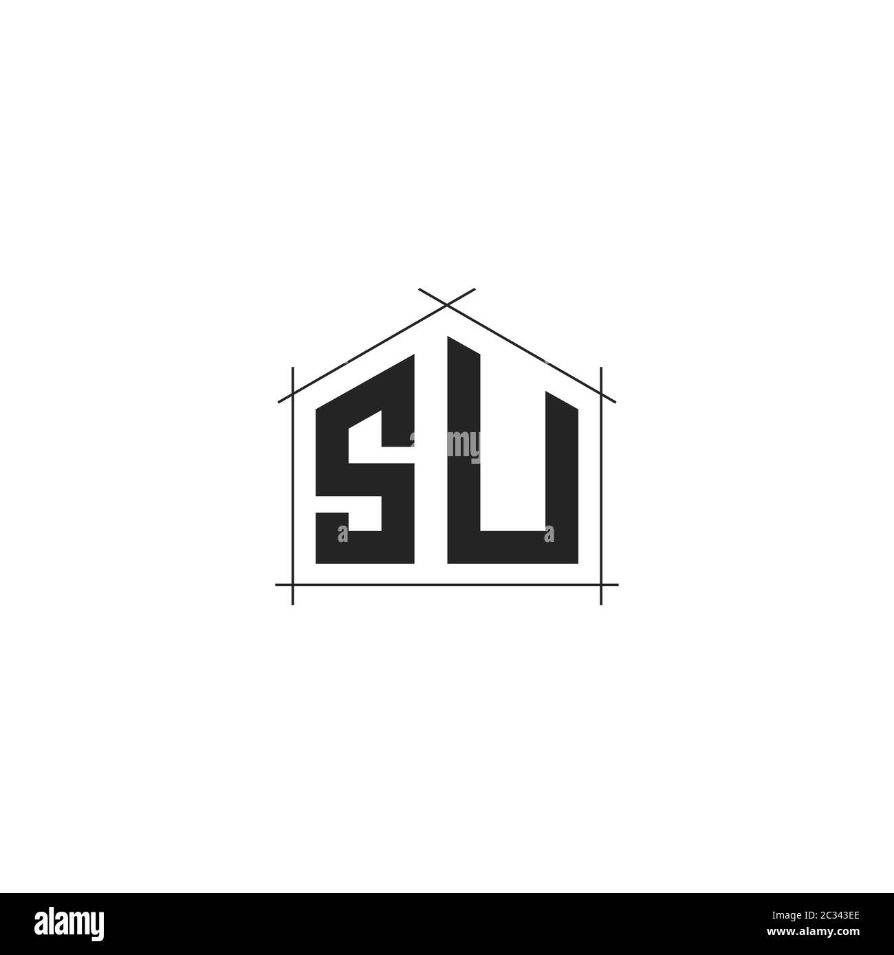 SU alphabet abstract initial letter logo design vector template Stock ...