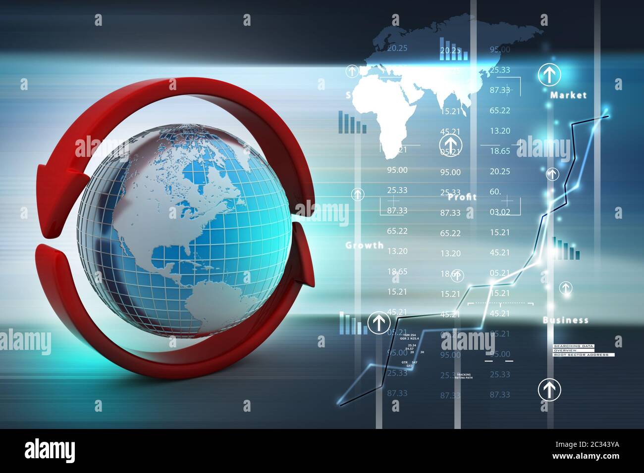 Earth with arrow circle around Stock Photo - Alamy