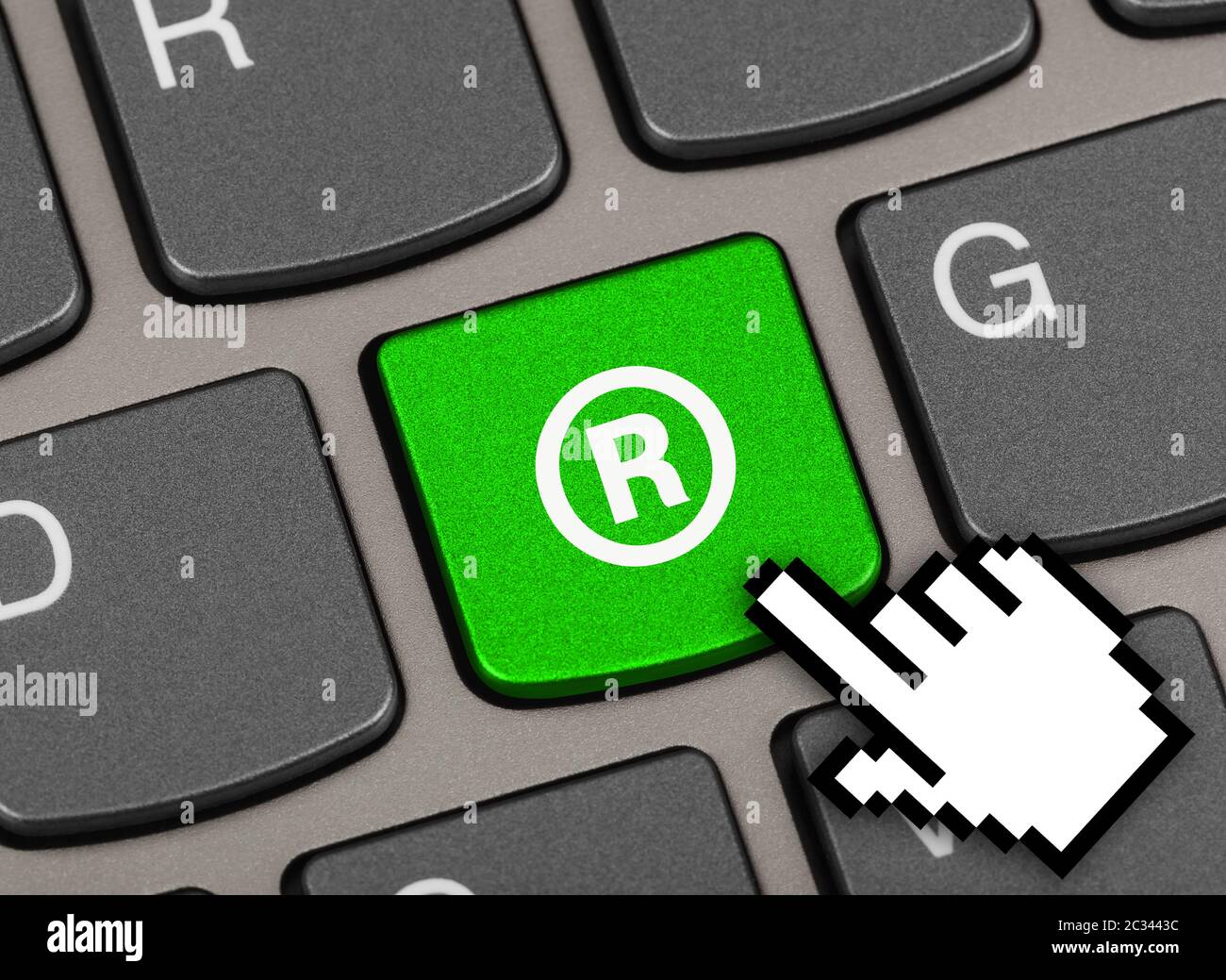 Computer keyboard with Registered mark symbol Stock Photo - Alamy