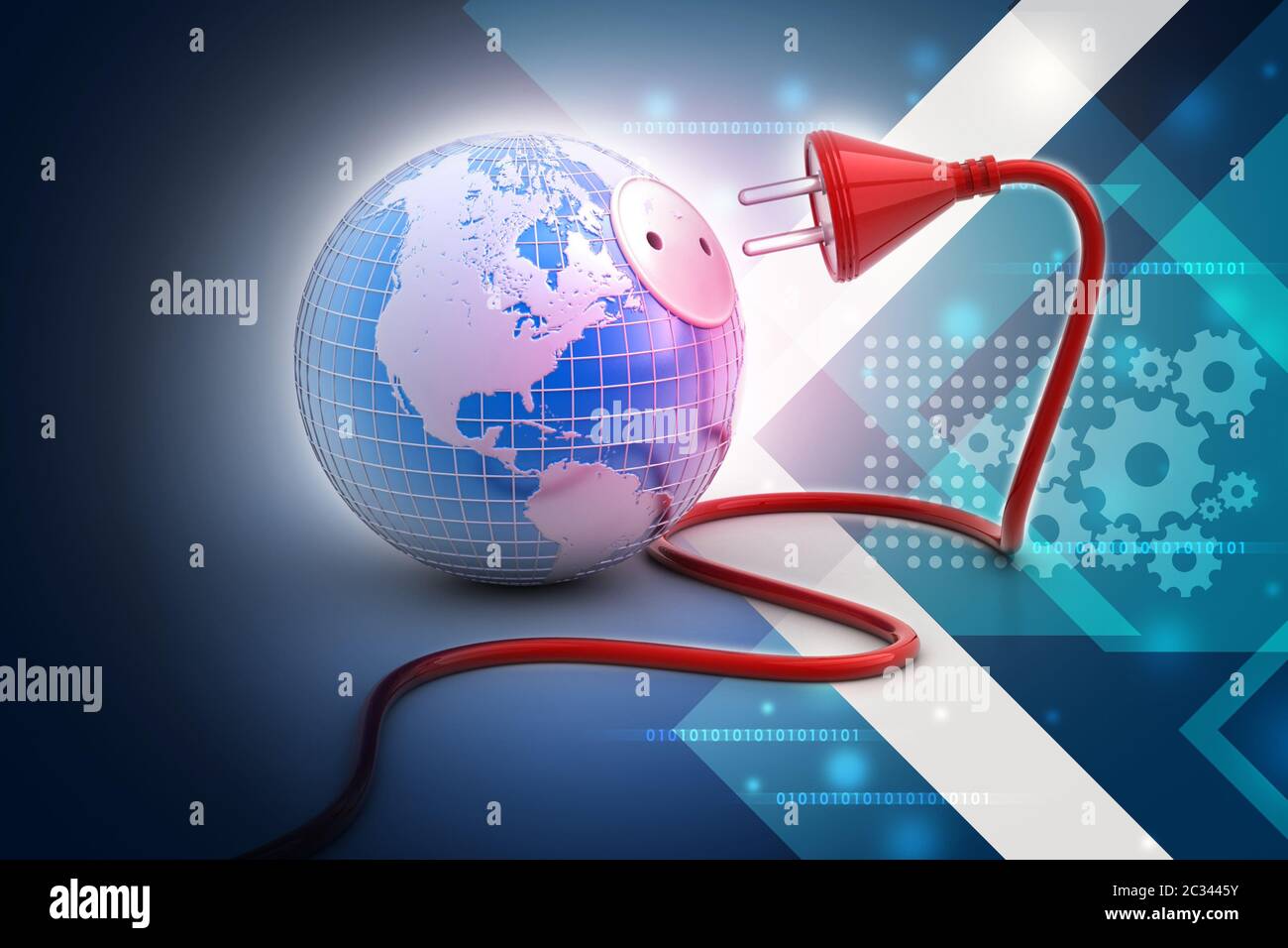 earth globe with power cable Stock Photo - Alamy