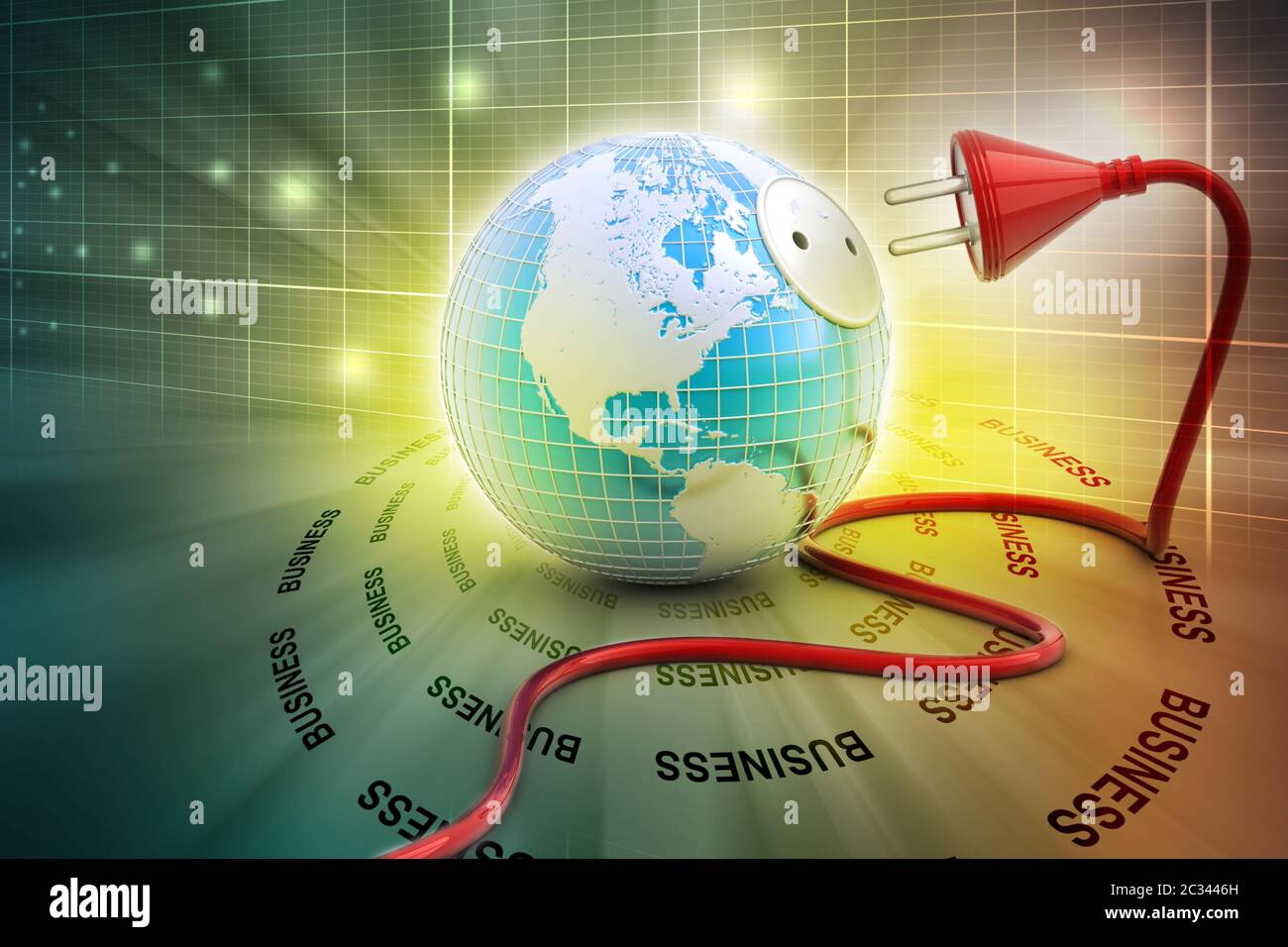 Planet Earth with electric cable Stock Photo - Alamy