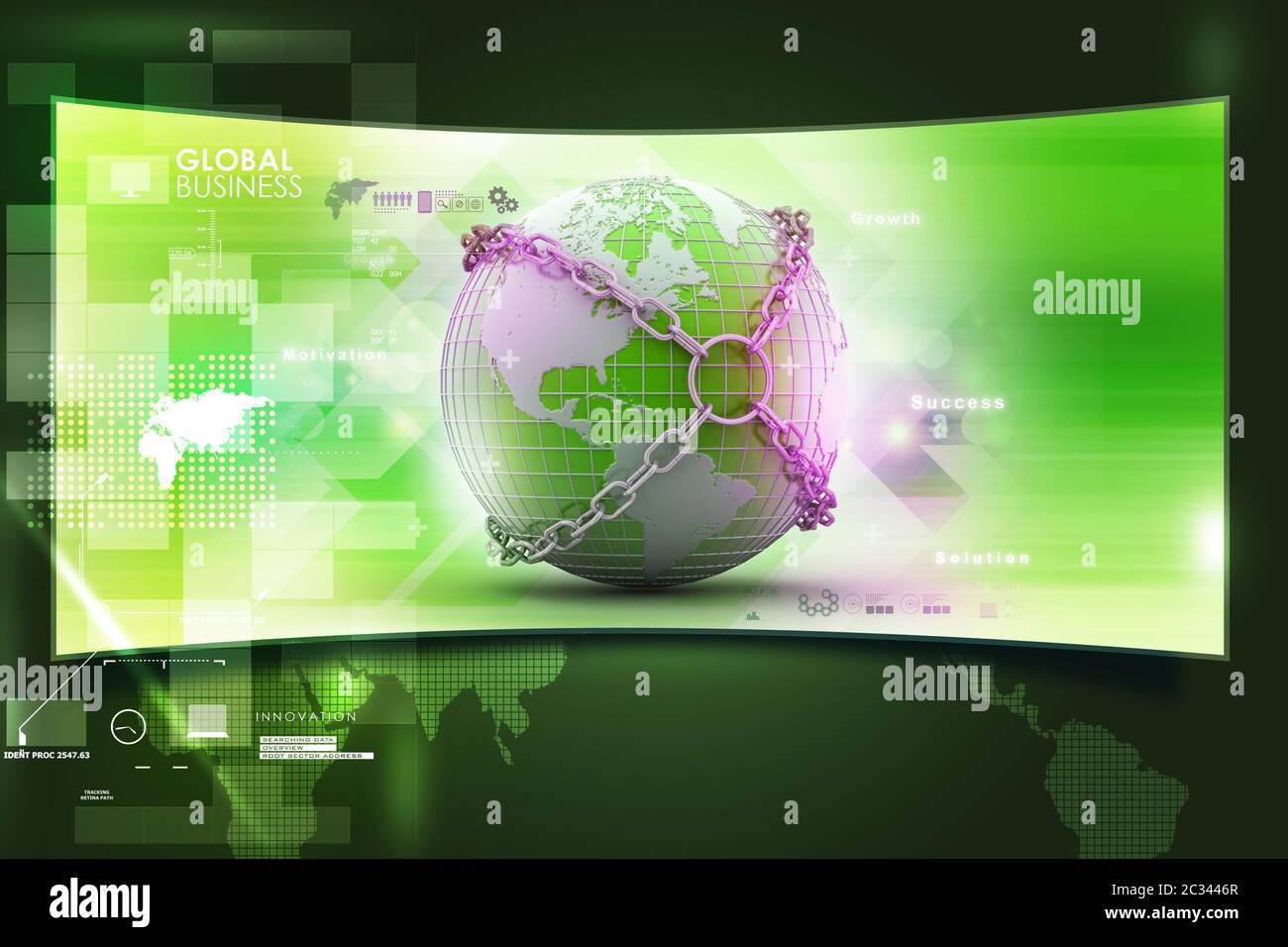Earth globe close in chain Stock Photo - Alamy