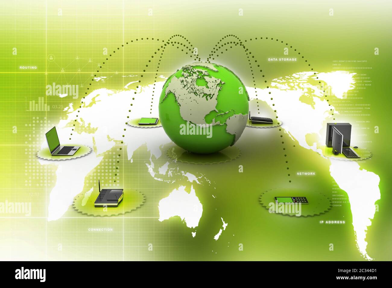 computer networking with globe Stock Photo - Alamy