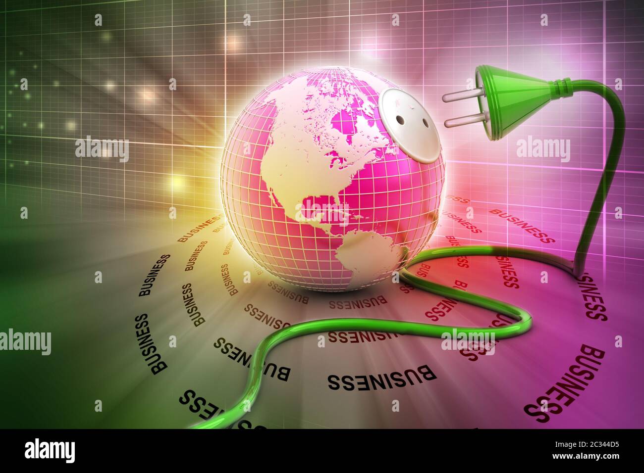 Planet Earth with electric cable Stock Photo - Alamy