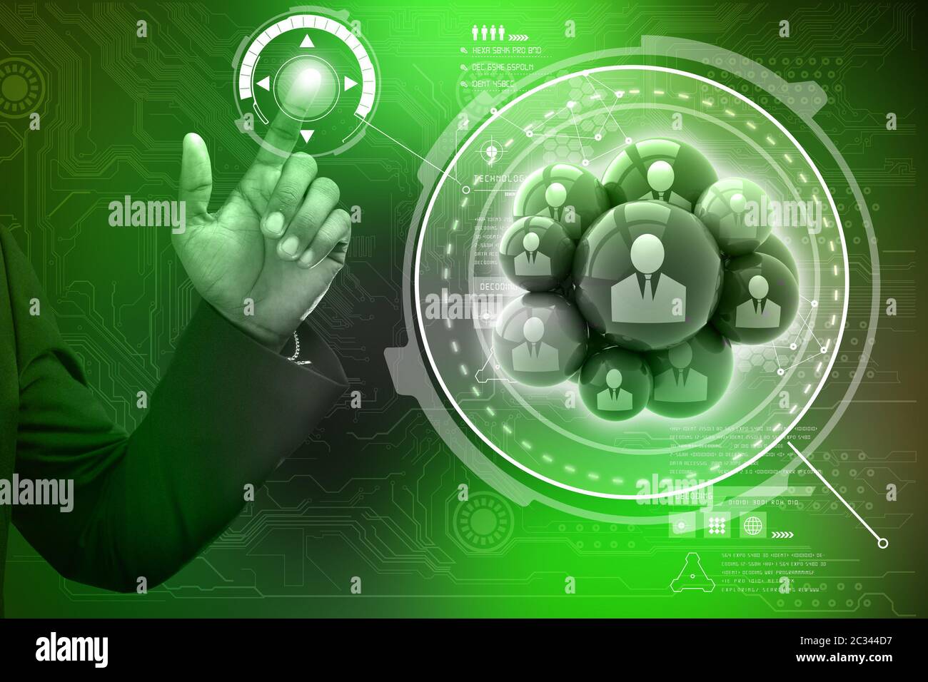 Smart hand showing social networking bubbles Stock Photo - Alamy