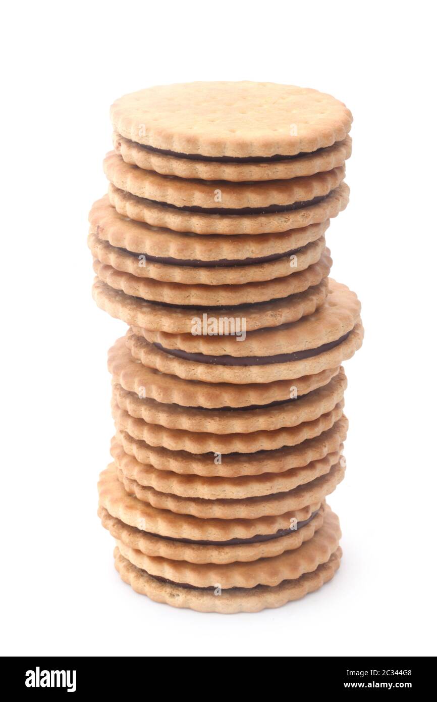Stacked Biscuits Isolated On White Stock Photo - Alamy