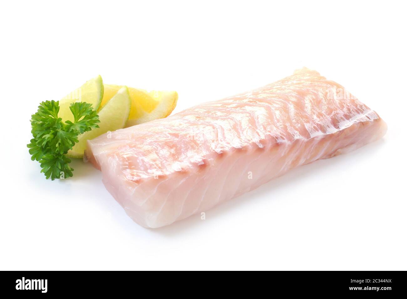 Raw Fillet Of Cod Isolated On White Stock Photo - Alamy