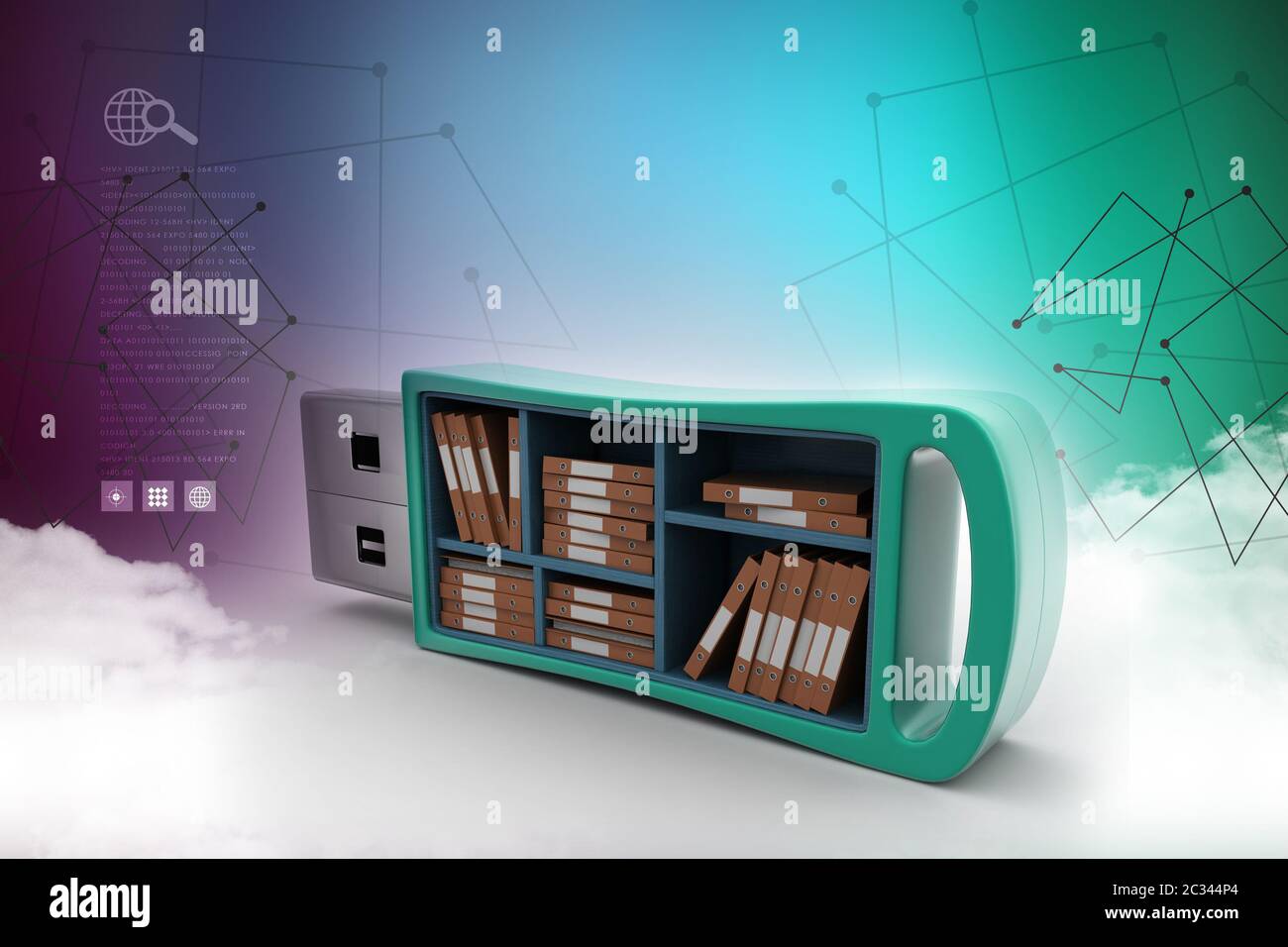 Usb drive with file folder Stock Photo - Alamy