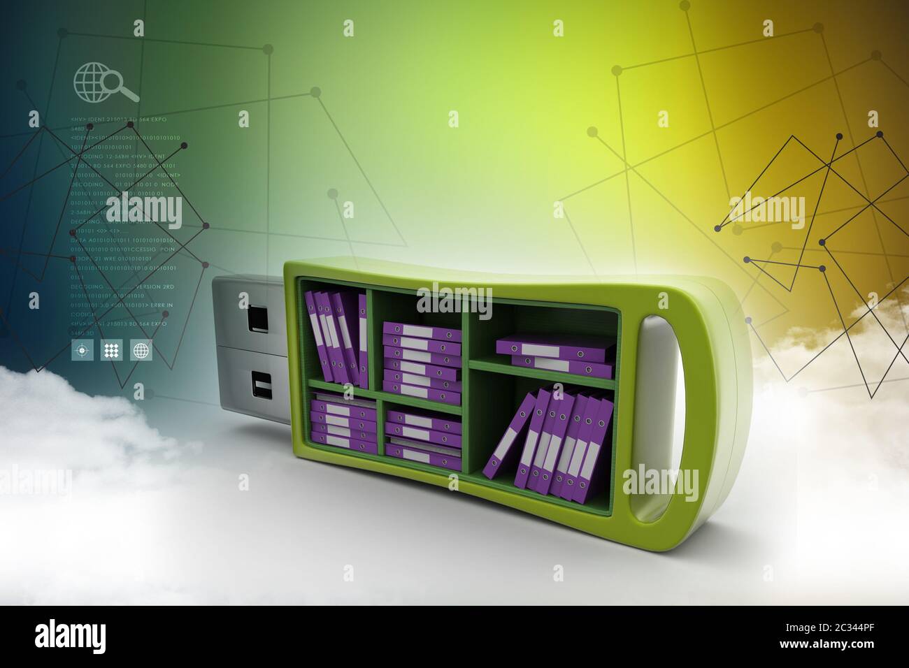 Usb drive with file folder Stock Photo - Alamy