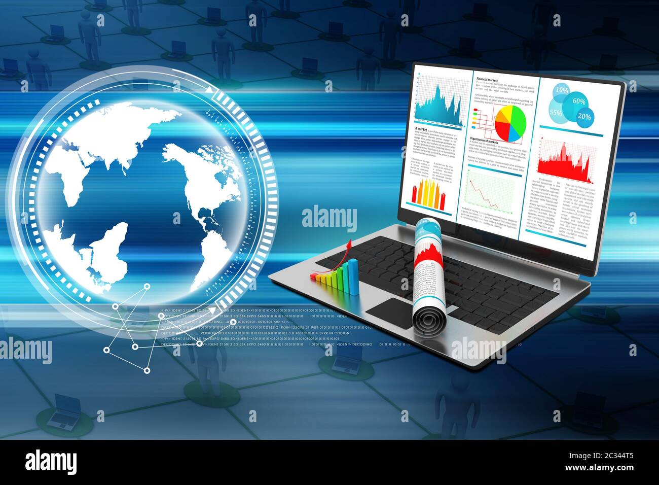 Laptop showing a financial report Stock Photo - Alamy