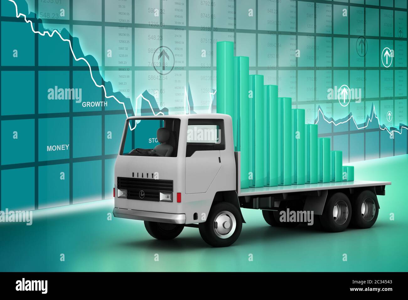 Transportation of business graph in truck Stock Photo - Alamy