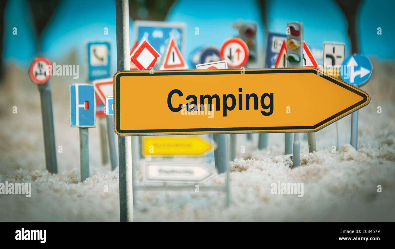 Street Sign to Camping Stock Photo - Alamy