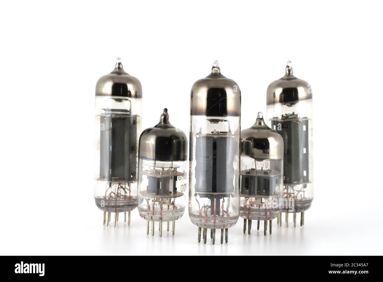 Glass vacuum radio tubes over white Stock Photo - Alamy
