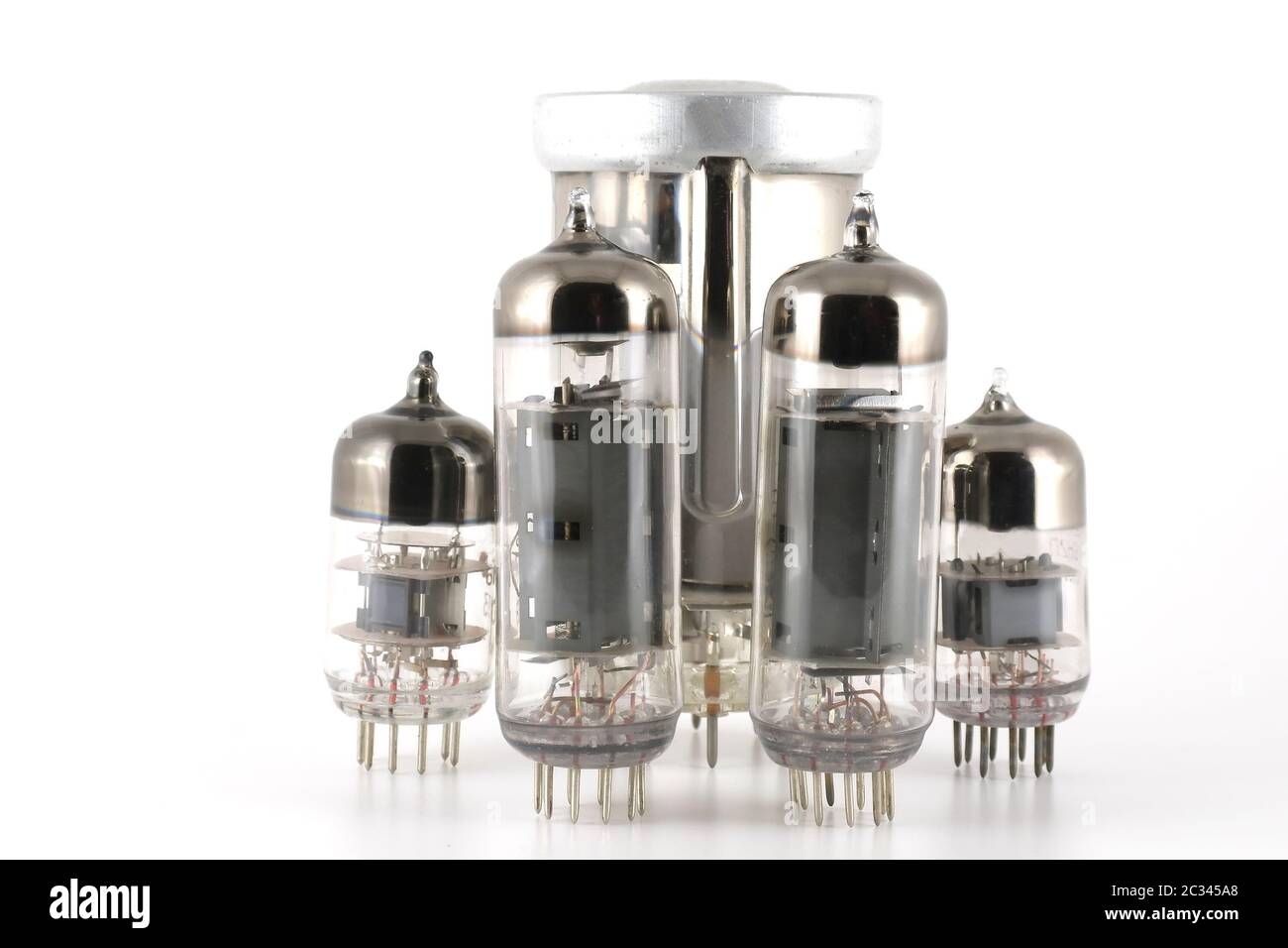 Glass vacuum radio tubes over white Stock Photo - Alamy