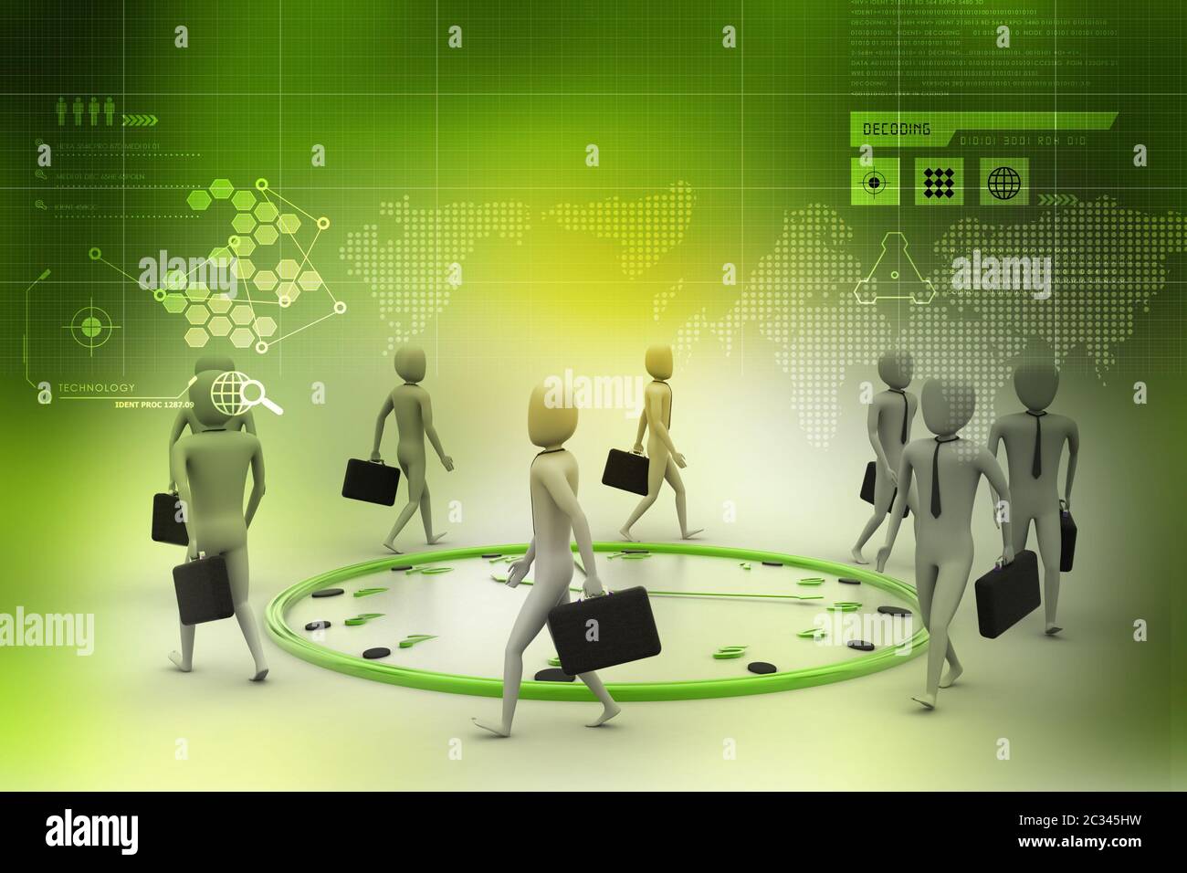 Business man walk around the clock Stock Photo - Alamy
