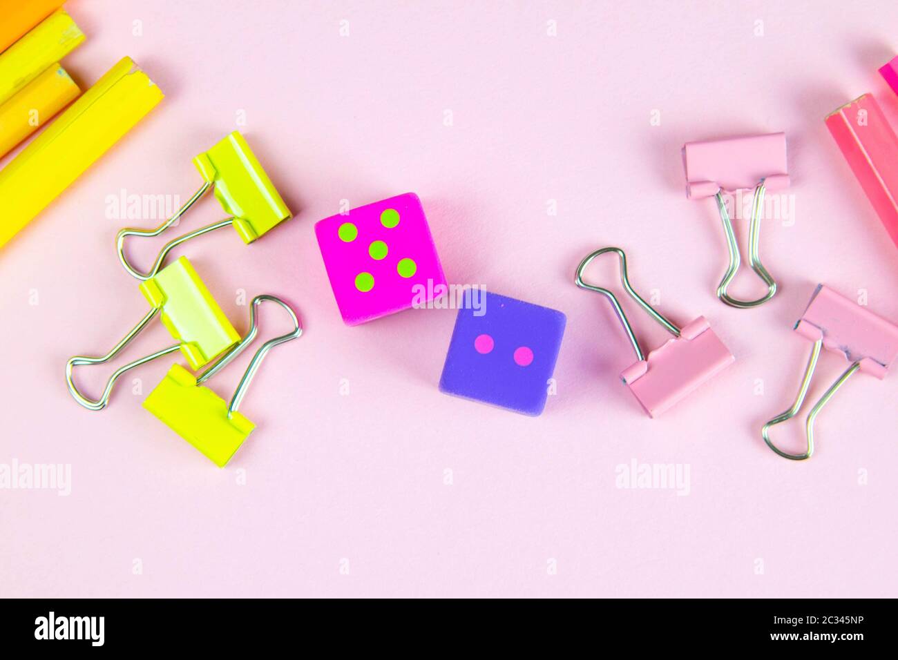 Multi-colored red yellow pinc pencils rulers, pens, pencils and ...