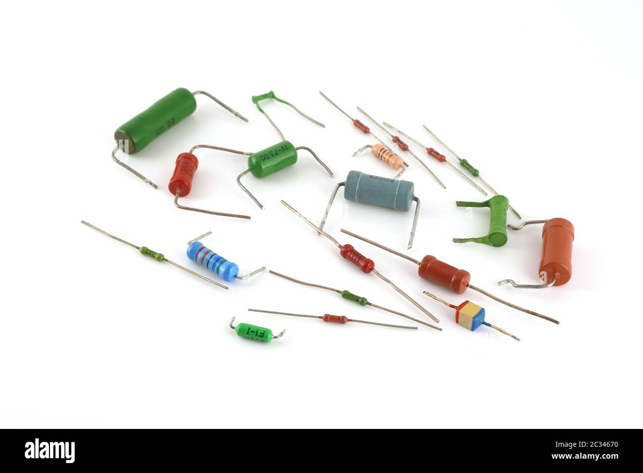 Electronic components - resistors over white Stock Photo - Alamy