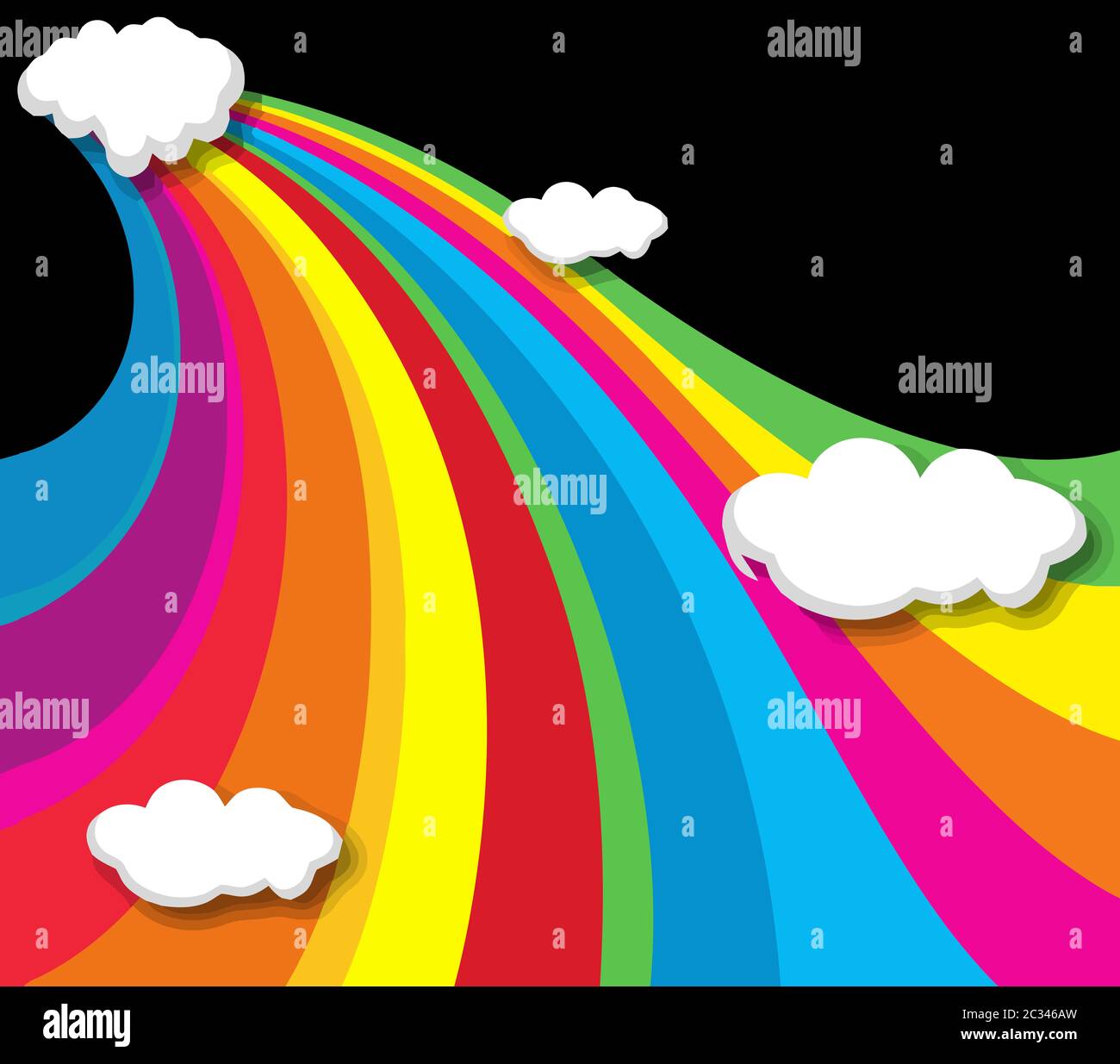 cloud rainbow colors illustration black background Stock Photo - Alamy
