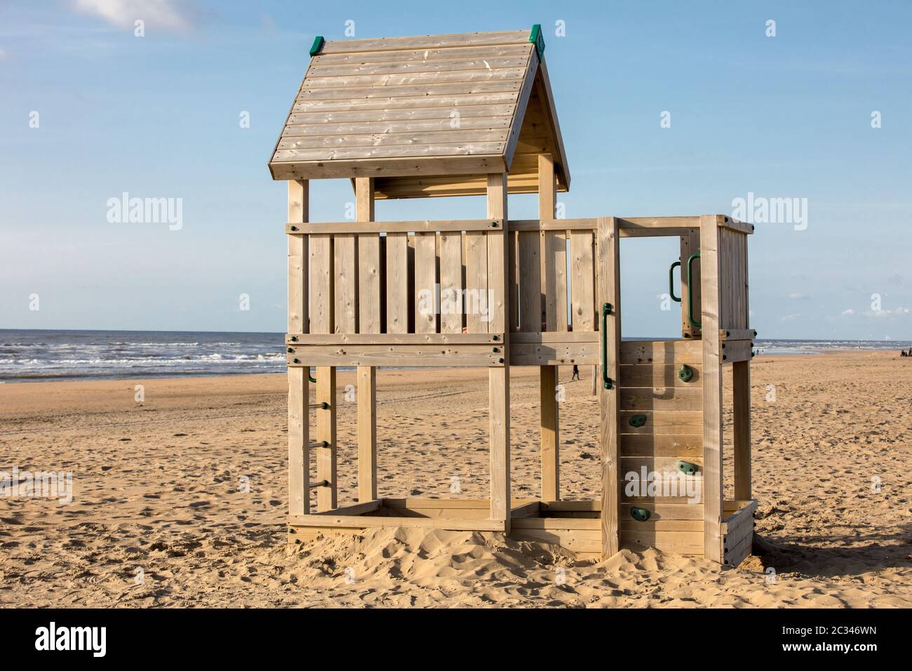 View on the beach and the North Sea at Katwijk aan Zee, South Holland ...