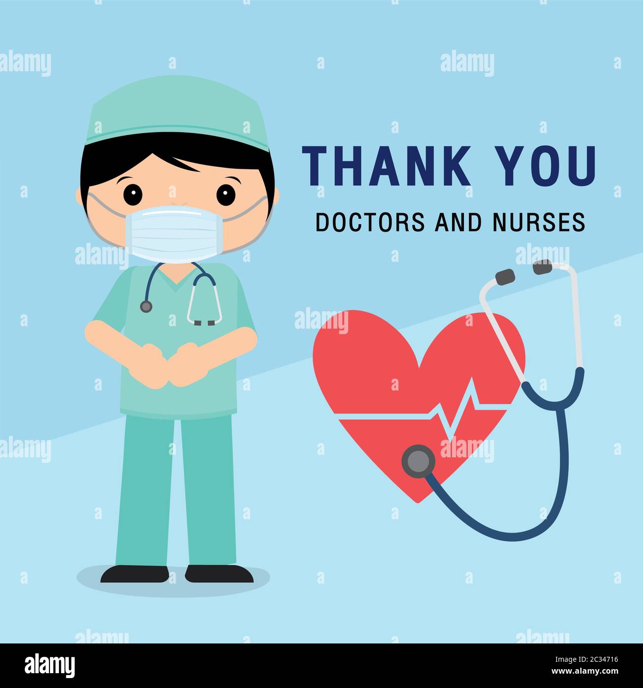 Thank you doctors and nurses fighting coronavirus cartoon character ...