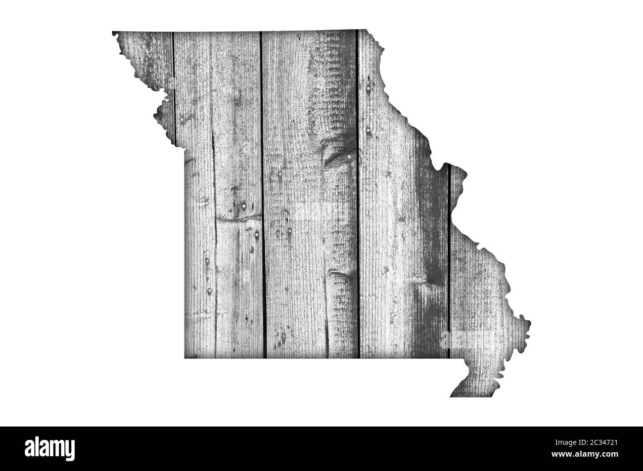 Map of Missouri on weathered wood Stock Photo - Alamy