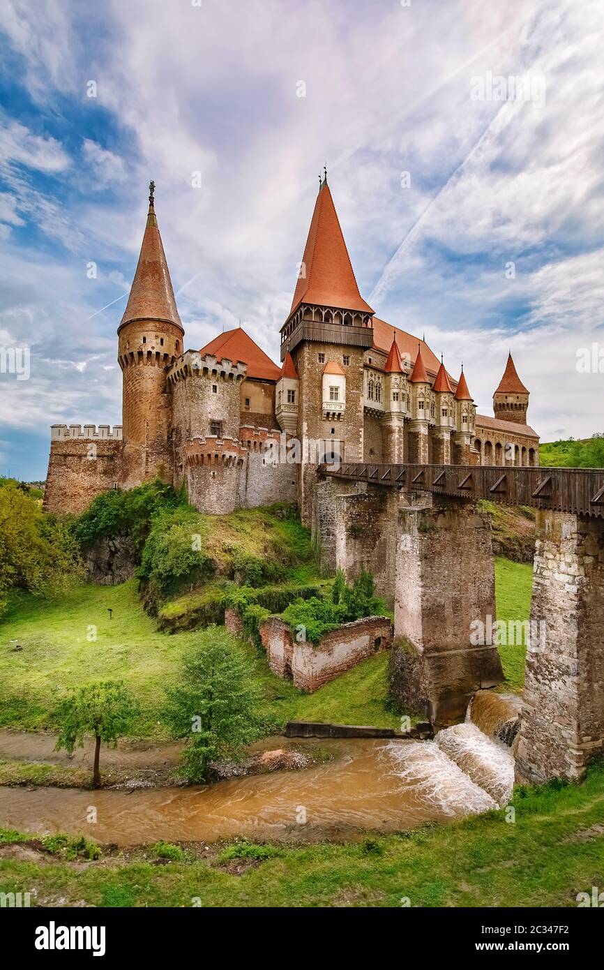 Old Gothic-Renaissance castle in Transylvania, Hunedoara, Romania Stock ...