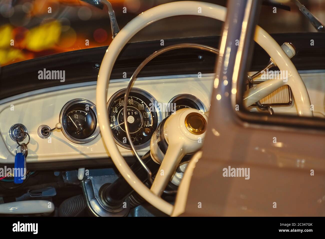 Cabin of Retro Car. Interior of an Old C Stock Photo - Alamy