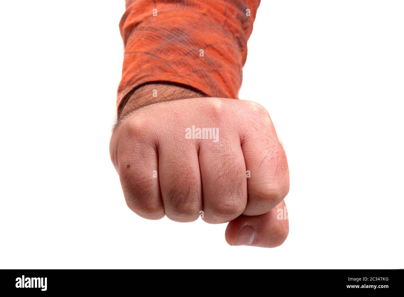 male hand closeup concept meaning closed fist, strength isolated on a ...