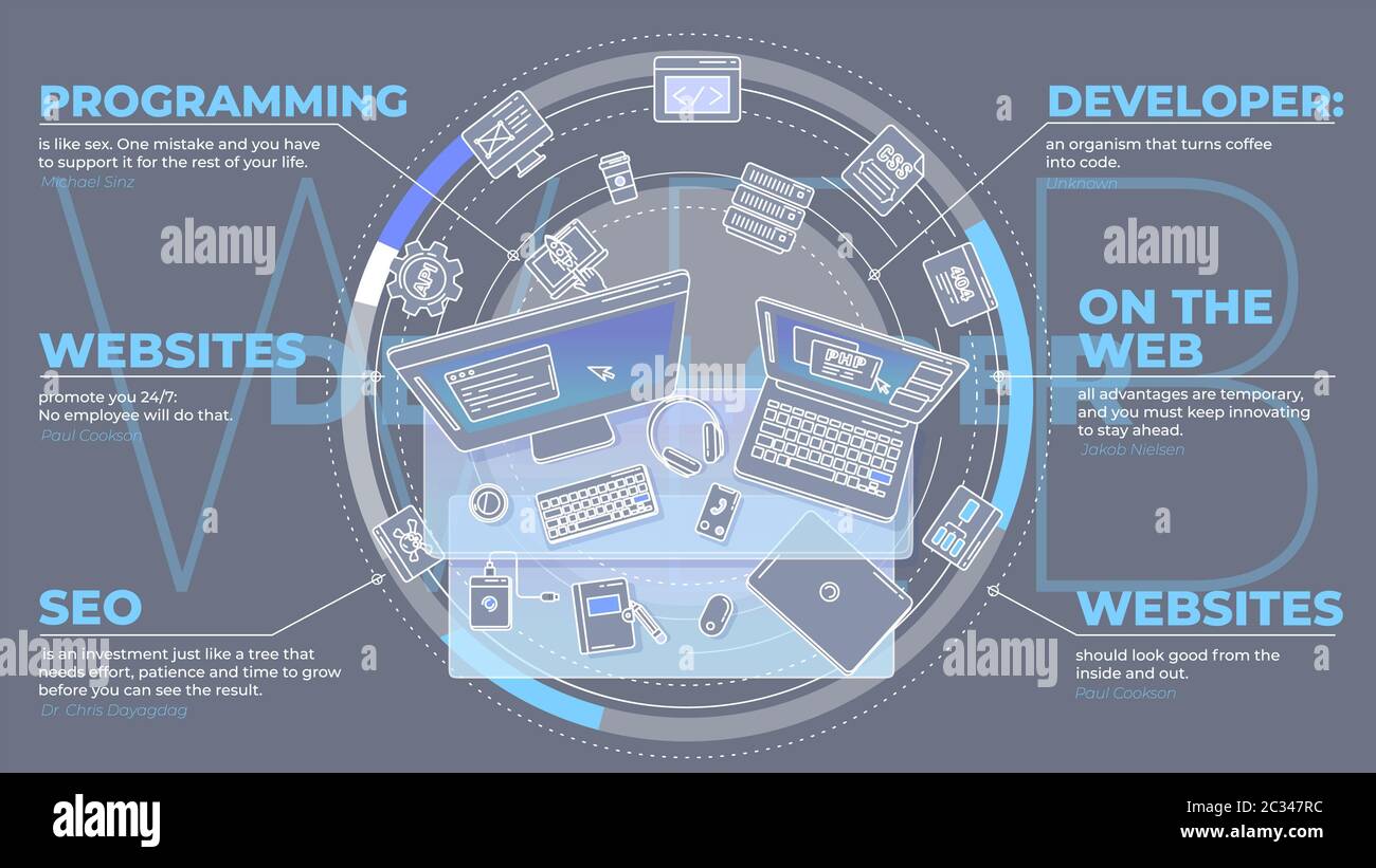 Beautiful and detailed illustration on the theme of web developer ...