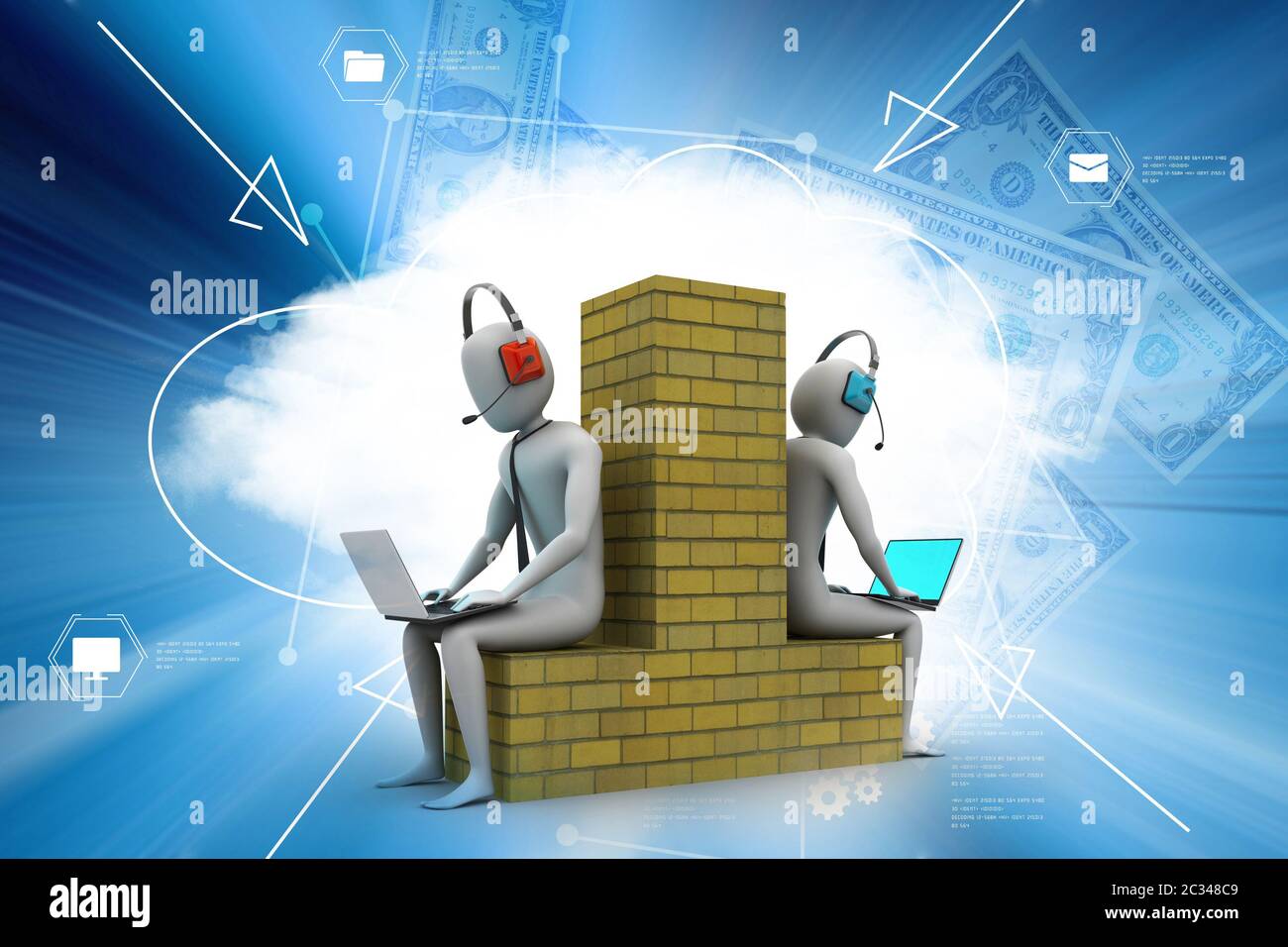 3d people working in laptop Stock Photo - Alamy