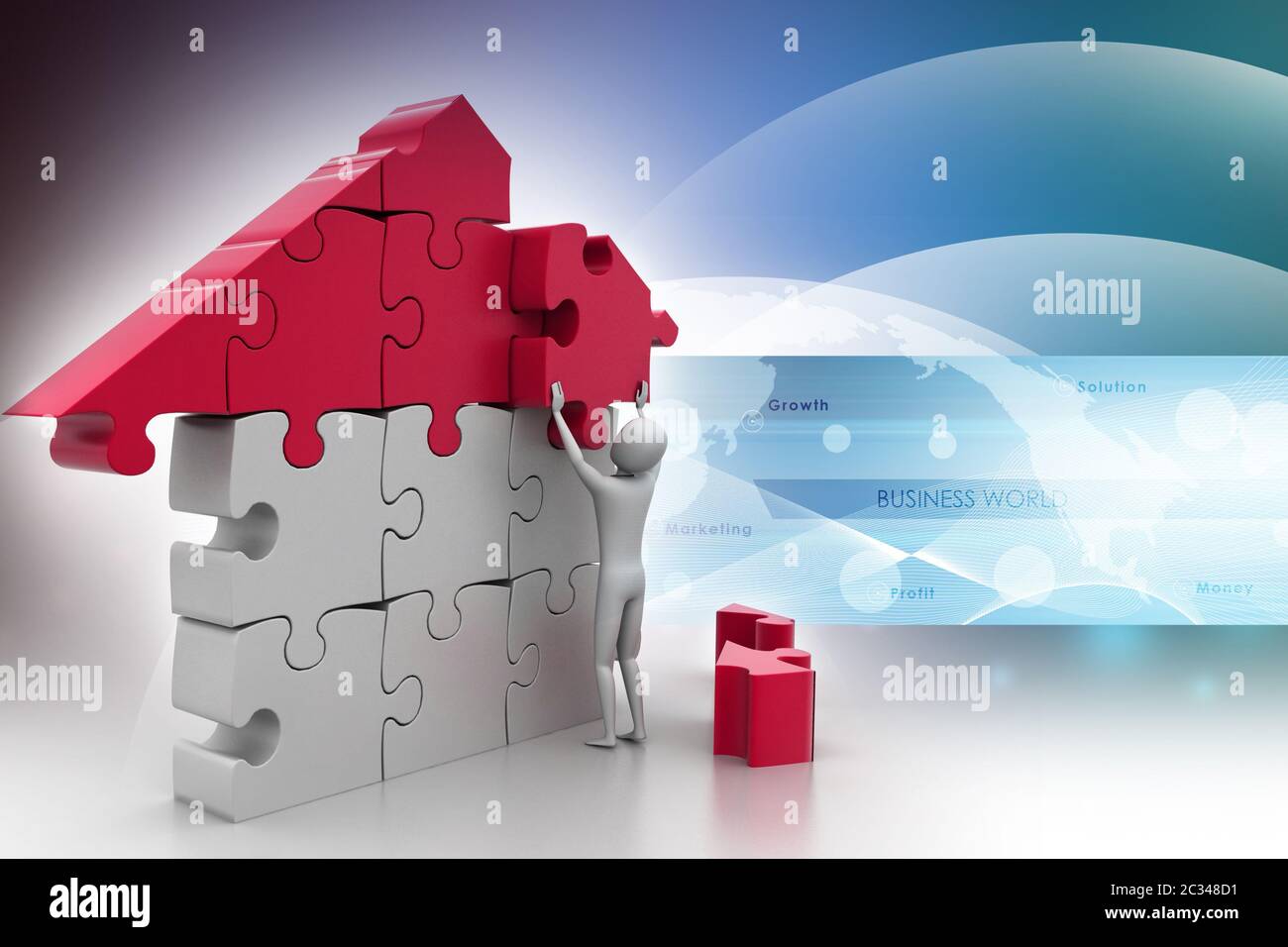 3d man, building the house Stock Photo - Alamy