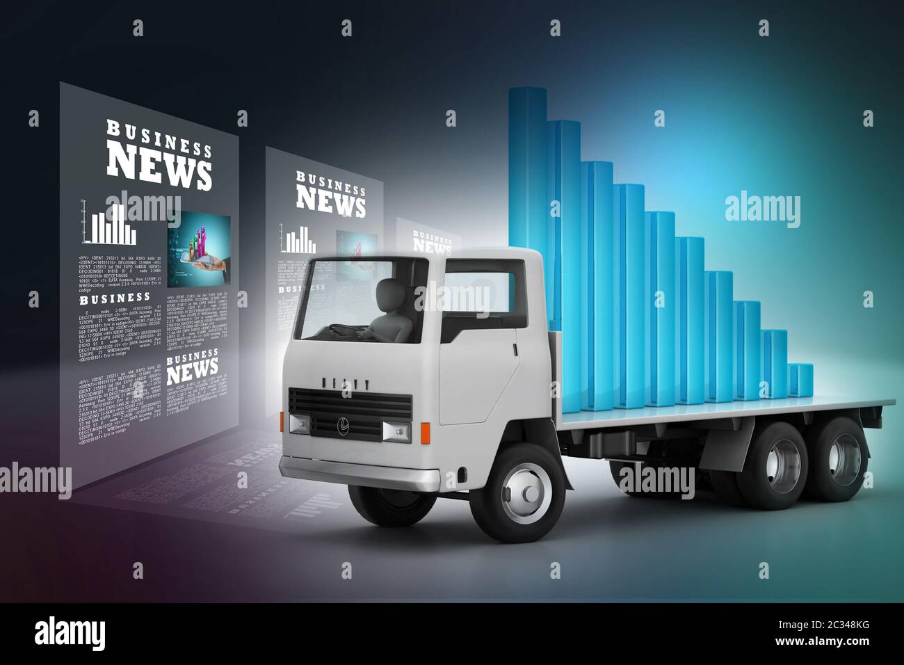 Transportation of business graph in truck Stock Photo - Alamy