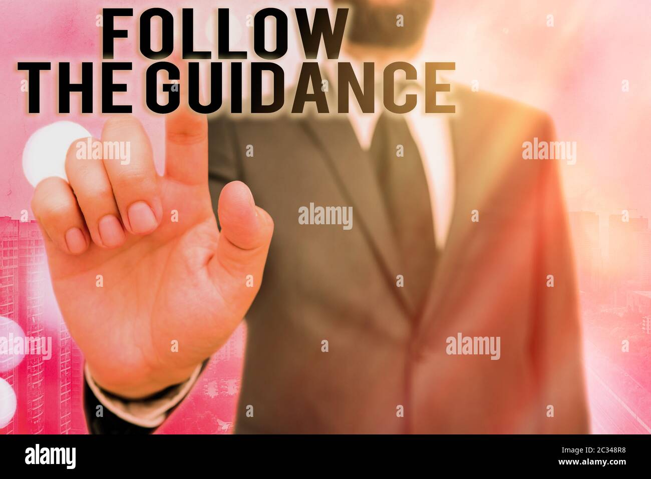Writing note showing Follow The Guidance. Business concept for ...