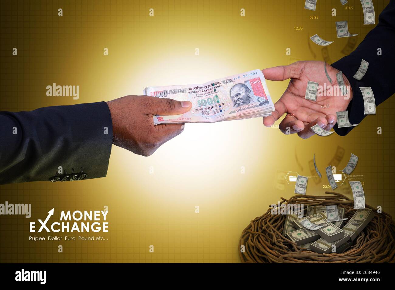 man hand with currency notes Stock Photo - Alamy