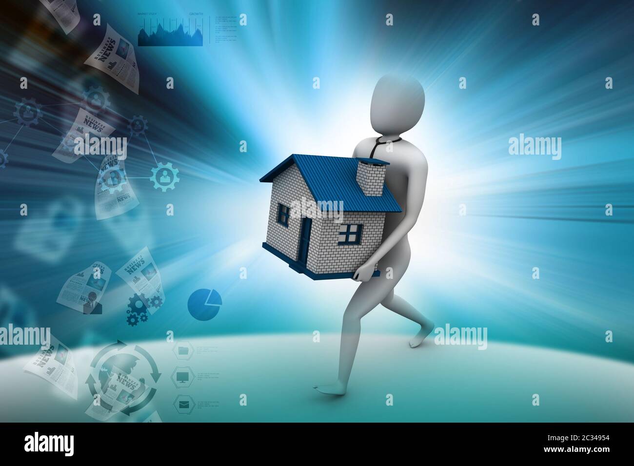 3d man holding small house hi-res stock photography and images - Alamy
