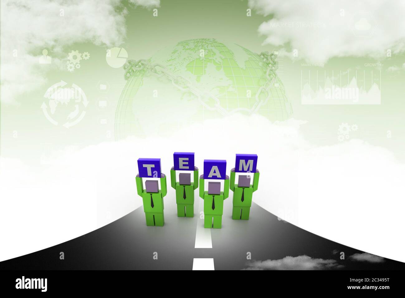 3d people holding hands in the word team Stock Photo - Alamy