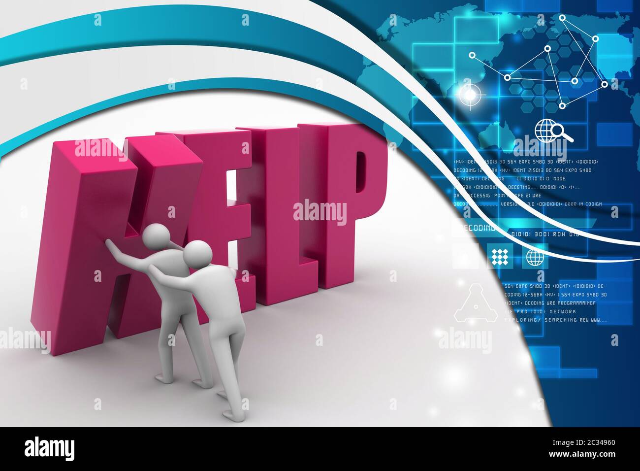 3d people with help text Stock Photo - Alamy