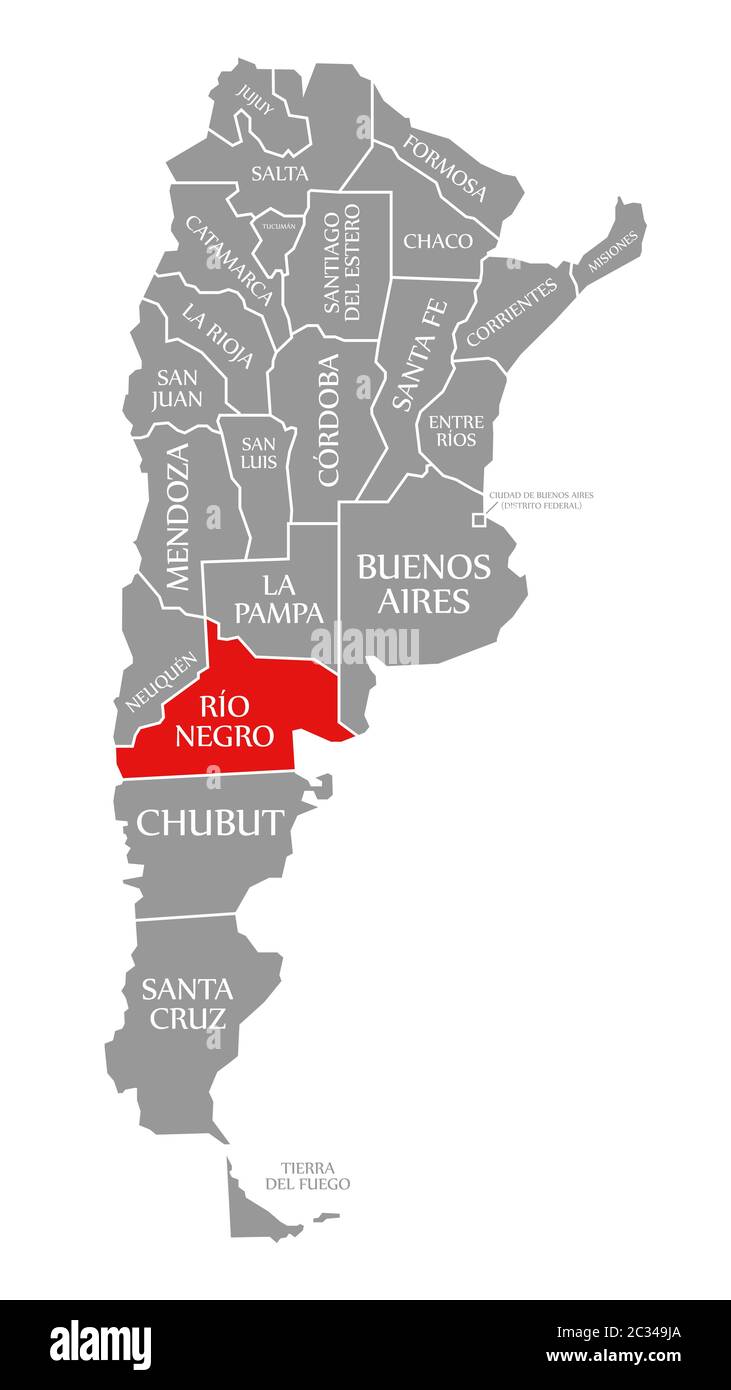 Rio Negro red highlighted in map of Argentina Stock Photo - Alamy