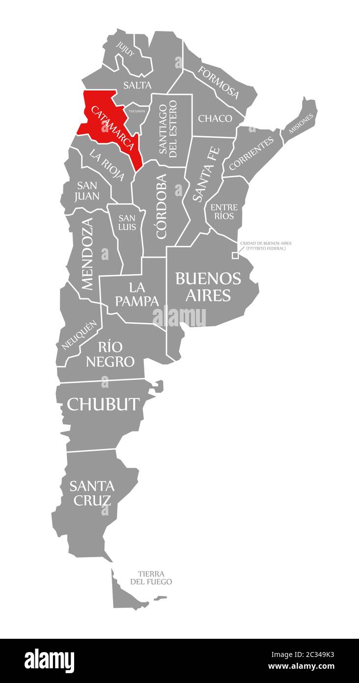 Catamarca red highlighted in map of Argentina Stock Photo - Alamy