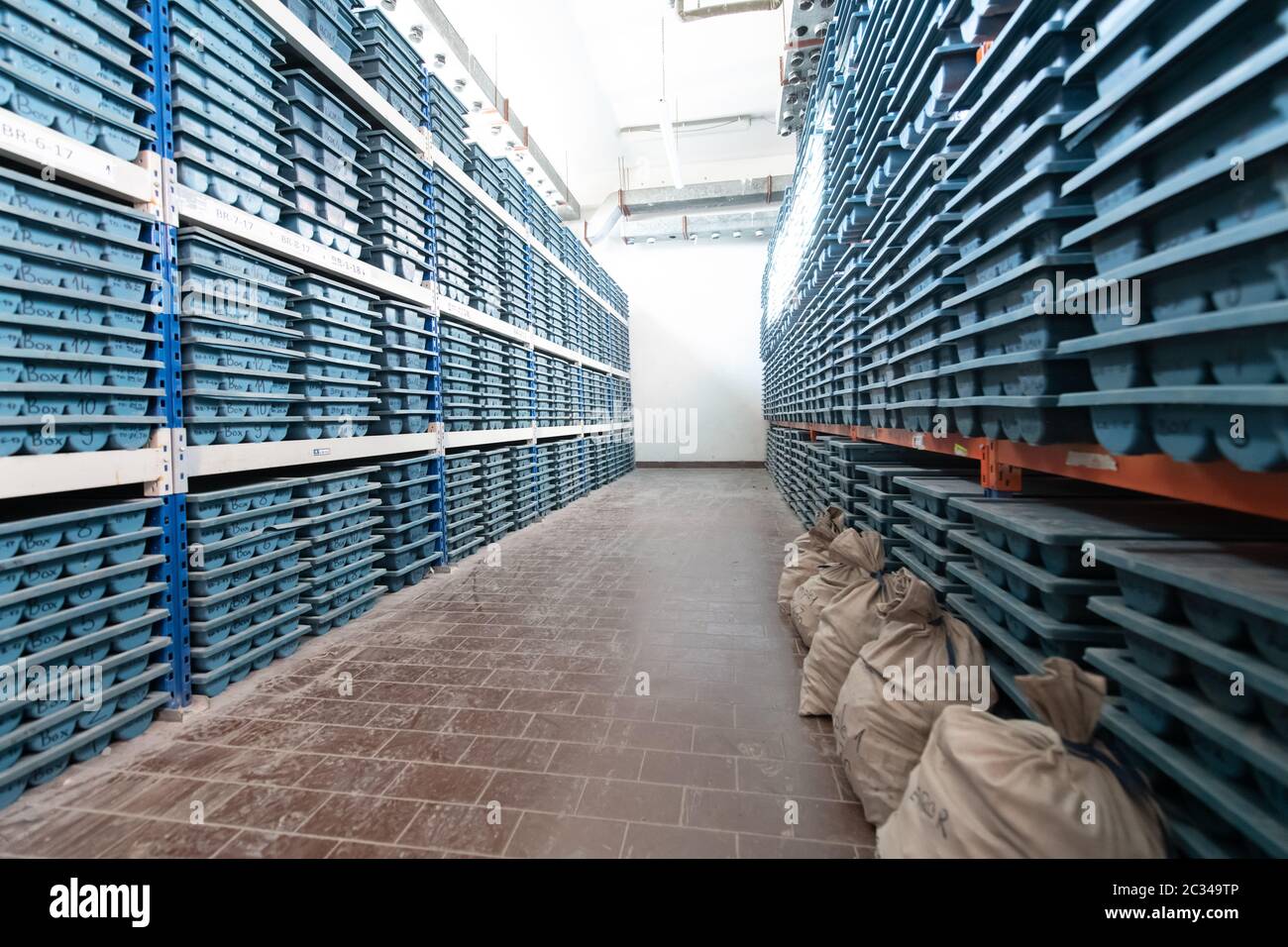 gold rock core drill samples storage Stock Photo - Alamy