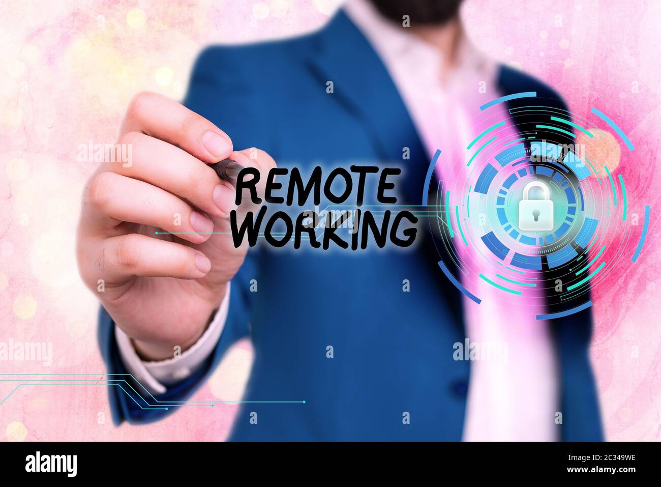 Handwriting text writing Remote Working. Conceptual photo style that ...