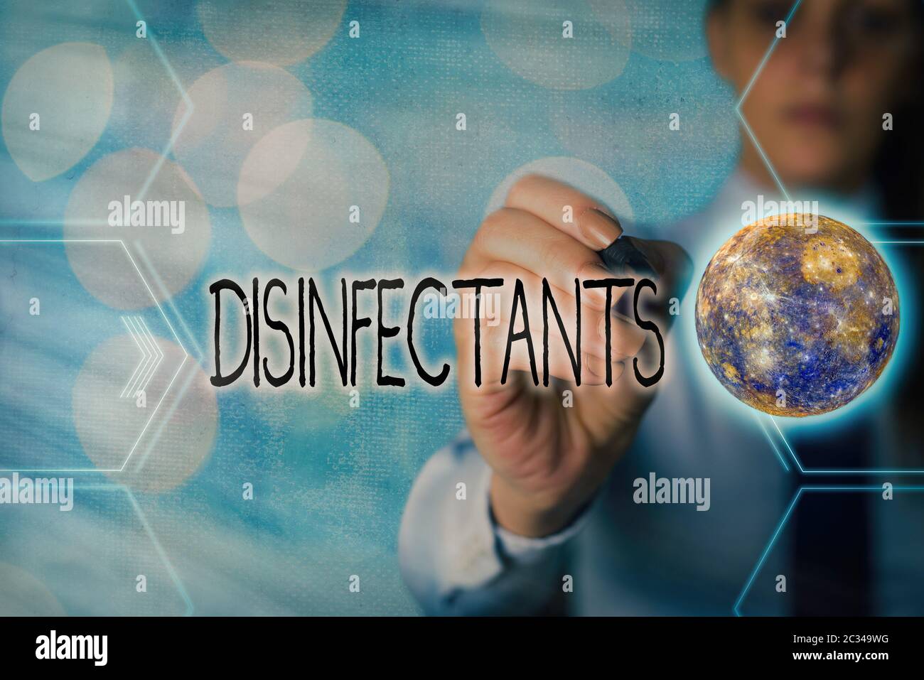 Handwriting text writing Disinfectants. Conceptual photo chemical that ...