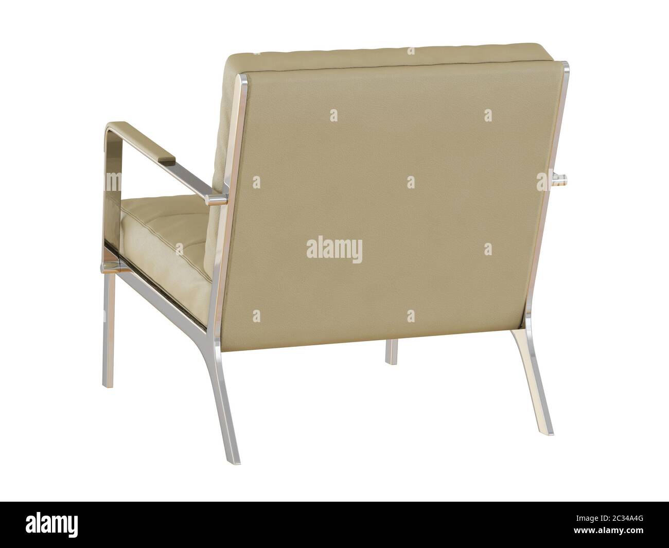 Beige leather chair on a white background 3d rendering Stock Photo - Alamy