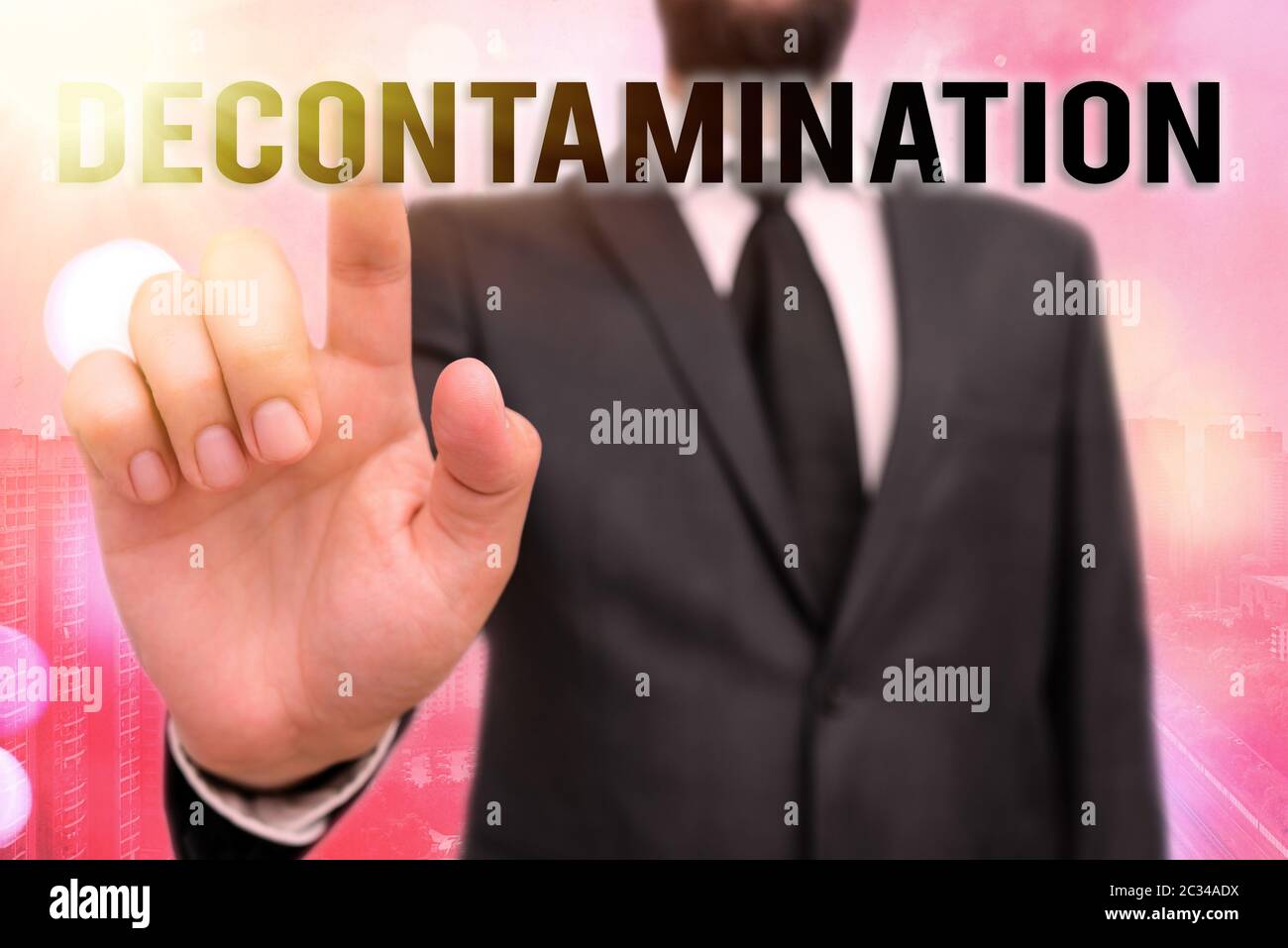 Writing note showing Decontamination. Business concept for neutralizing ...